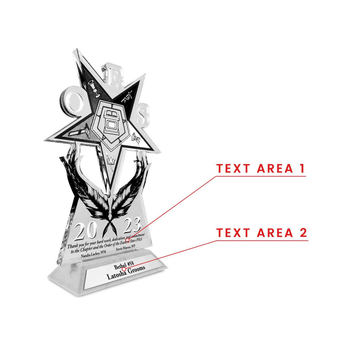 Order of the Eastern Star ( OES ) Secretary Custom Acrylic Award ...