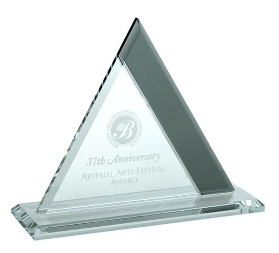 Clear & Grey Glass Triangle Award – Gino's Awards, Inc.