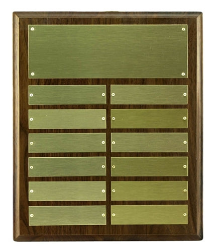 10" x 12" Walnut Perpetual Plaque with 12 Brass Nameplates – Gino's ...